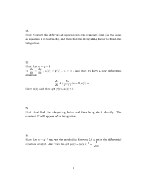 Fillable Online 18. Hint: Convert the differential equation into the ...