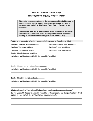 Fillable Online mta Mount Allison University Employment Equity Report ...