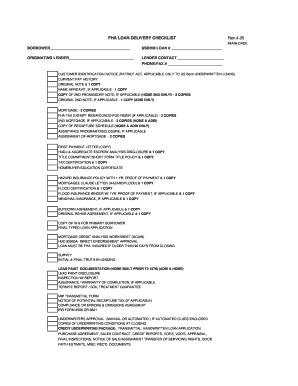 Fillable Online FHA LOAN DELIVERY CHECKLIST Rev4 Fax Email Print ...