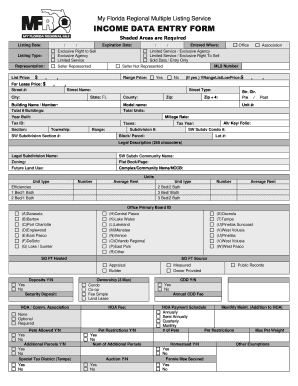 Fillable Online MFR Income Property Data Input Form - Multiple Listing ...