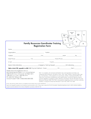 Fillable Online Family Resources Coordinator Training Registration Form ...