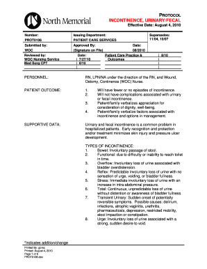Fillable Online INCONTINENCE, URINARY/FECAL Fax Email Print - pdfFiller