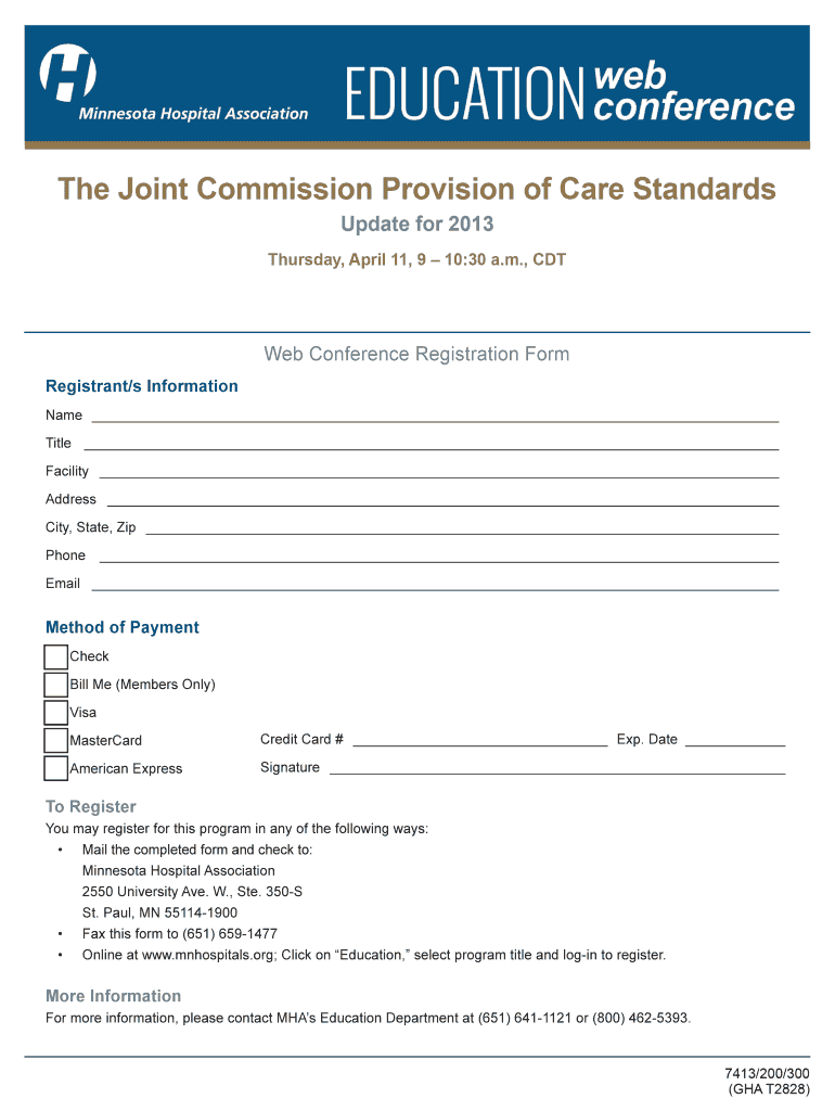 Fillable Online The Joint Commission Provision of Care Standards ...