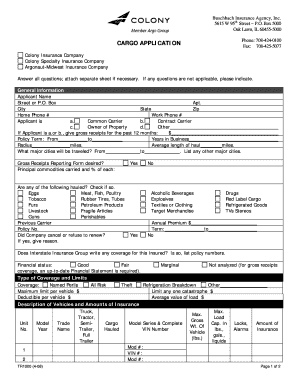 Fillable Online CARGO APPLICATION - ProducerPointers.com Fax Email ...