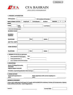 Fillable Online cfasociety CFA Bahrain Application Form.pdf Fax Email Print - pdfFiller