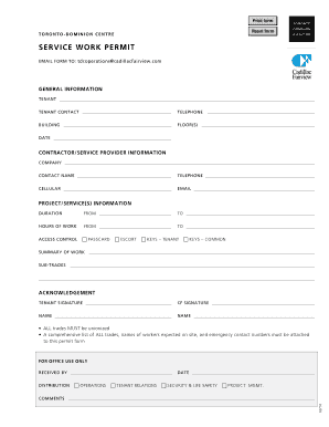 Fillable Online ForM 2 servIce work PerMIt - Toronto-Dominion Centre ...