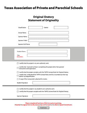 Fillable Online Original Oratory Statement - Tapps Fax Email Print ...
