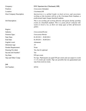 Fillable Online dnc ohio work and travel form Fax Email Print - pdfFiller