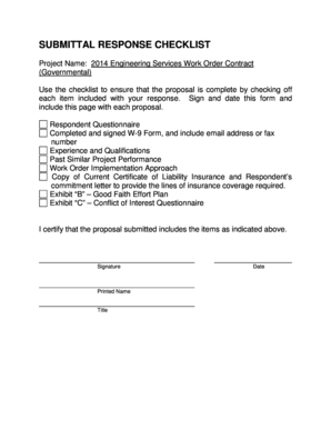 Fillable Online saws SUBMITTAL RESPONSE CHECKLIST - saws Fax Email ...