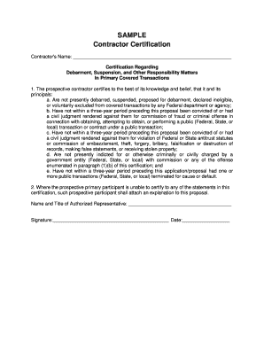 Fillable Online tdhca state tx Sample Contractor Certification Form ...