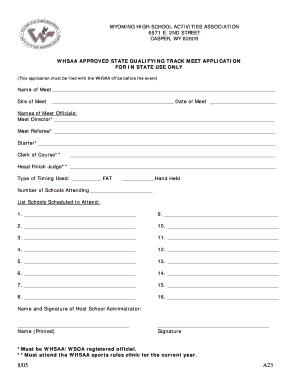 Fillable Online whsaa 805 A23 - Wyoming High School Activities ...