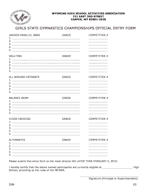 Fillable Online whsaa Girls state gymnastics championships official entry form Fax Email Print ...