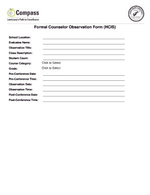 Fillable Online zacharyschools Formal Counselor Observation Form (HCIS ...