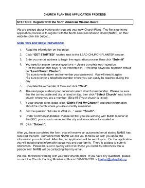 Fillable Online gabaptist CHURCH PLANTING APPLICATION PROCESS Fax Email ...