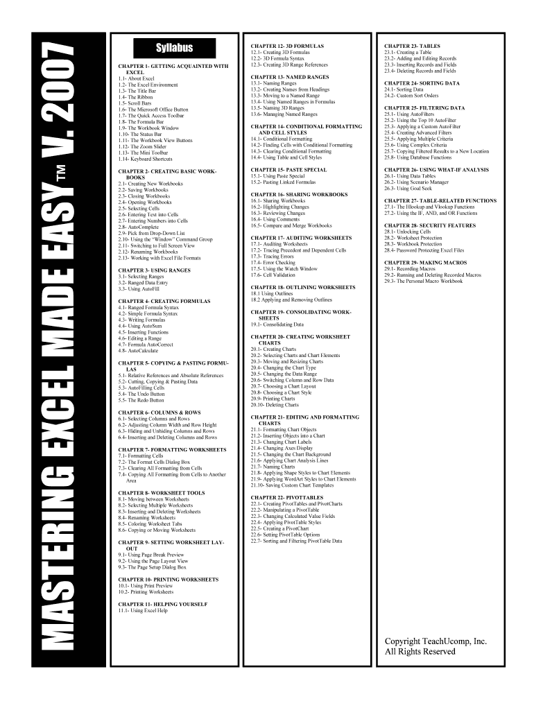 Fillable Online MASTERING EXCEL MADE EASY V Fax Email Print - pdfFiller