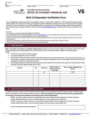 Fillable Online tamiu V6 Dependent Verification Group 6 Form - Texas A ...