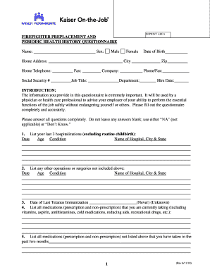 Fillable Online co alameda ca FIREFIGHTER PREPLACEMENT AND Fax Email Print - pdfFiller