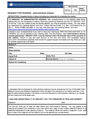 Fillable Online Hearing form - PayMyCite.com Fax Email Print - pdfFiller