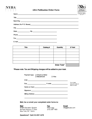 Fillable Online ABA Publication Order Form - NYBA Fax Email Print ...