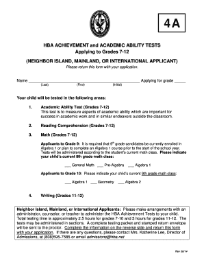 Fillable Online Applying to Grades 7-12 Fax Email Print - pdfFiller