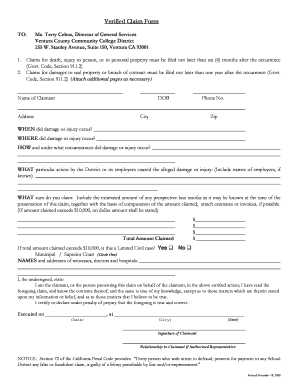 Fillable Online vcccd Verified Claim Form - Ventura County Community ...