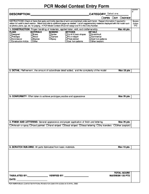 Fillable Online pcrnmra PCR Model Contest Entry Form Fax Email Print ...