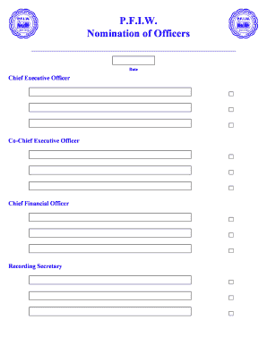 Fillable Online pfiw Nomination of Officers Form Fax Email Print ...