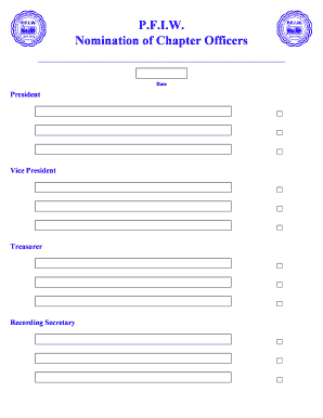 Fillable Online pfiw Nomination of Chapter Officers Form Fax Email ...