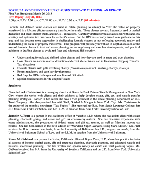 Fillable Online vtbar FORMULA AND DEFINED VALUE CLAUSES IN ESTATE ...