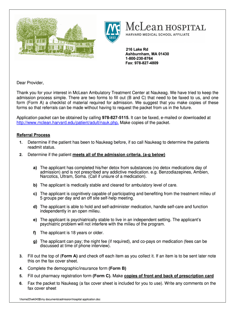 Hospital Application.doc - Fill and Sign Printable Template Online | US ...