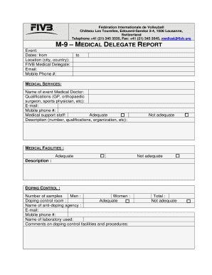 Fillable Online fivb M-9 medical delegate report - Fivb Fax Email Print ...