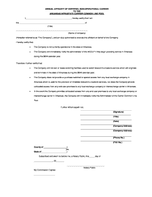 Fillable Online 2014 AFFIDAVIT Non-Operational Carrier 2 Fax Email ...