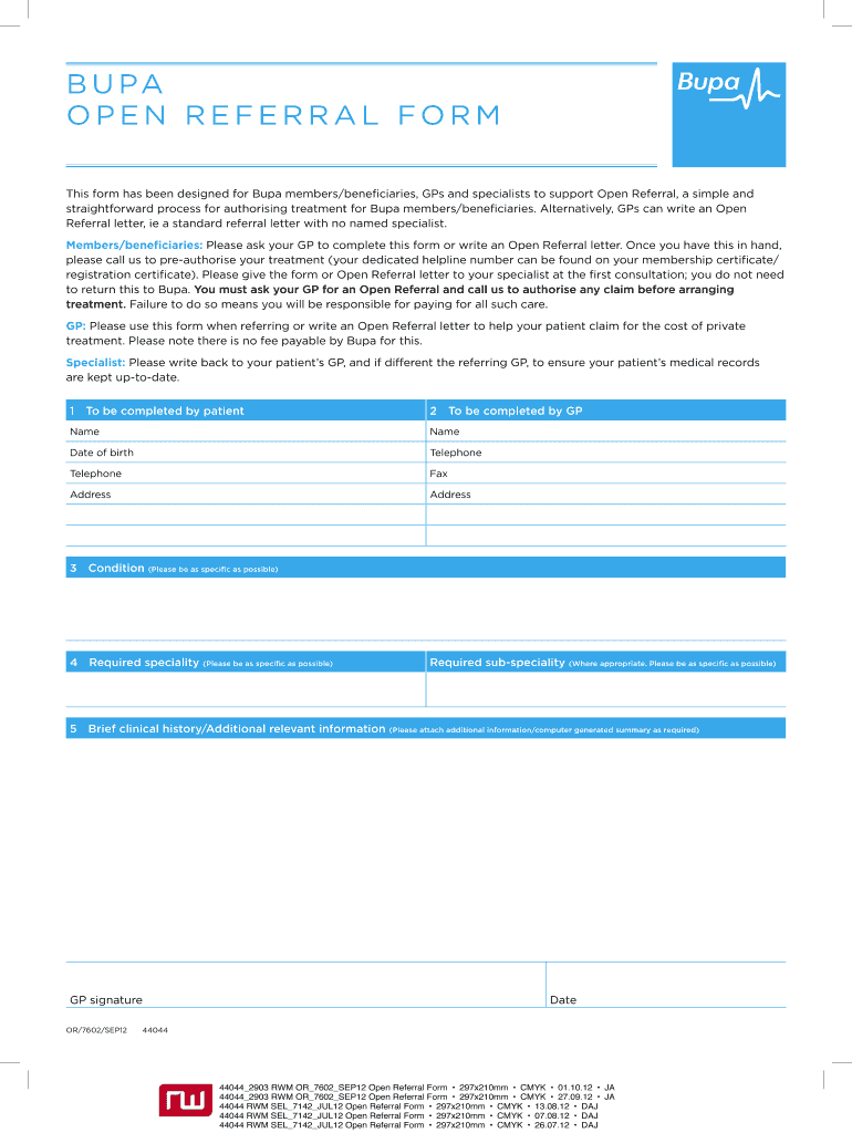 Fillable Online 2233907 SEL 7142 OCT11 Open Referral Form Fax Email ...