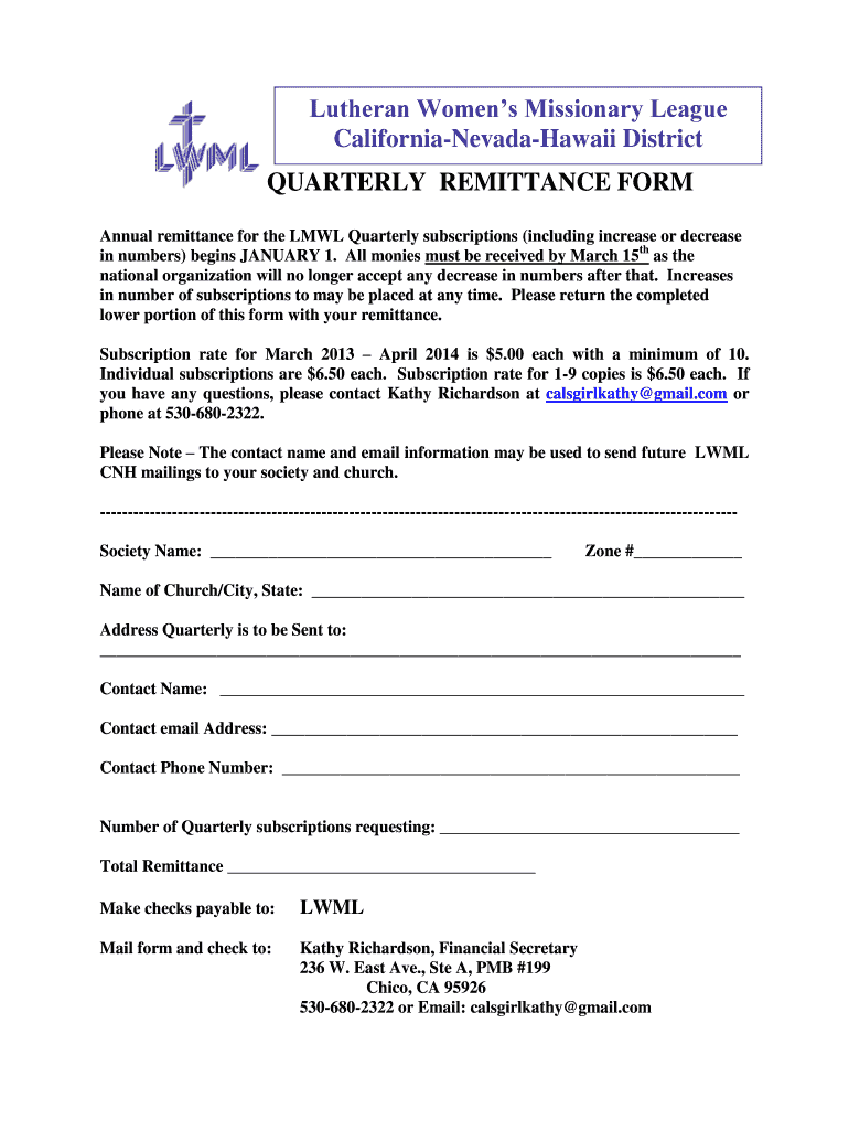 Fillable Online i b5z Remittance Form for The Quarterly - i b5z Fax ...