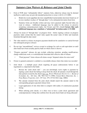 Fillable Online Statutory Lien Waivers & Releases and Joint Checks Fax ...