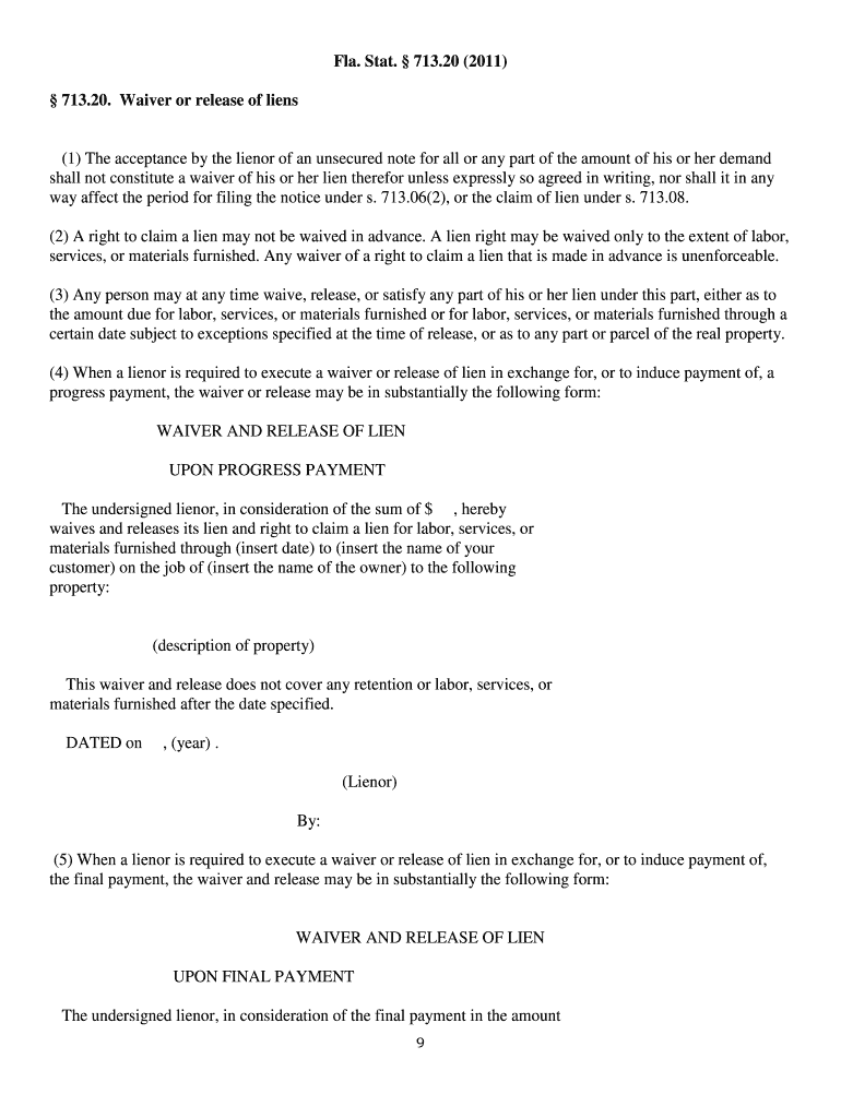 Fillable Online Waiver or release of liens Fax Email Print - pdfFiller