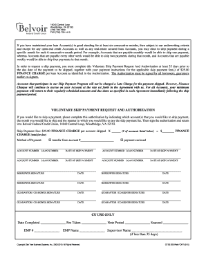 Fillable Online belvoircreditunion Skip A Payment Form - Belvoir Federal Credit Union Fax Email ...