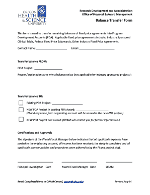 Fillable Online ohsu Balance Transfer Form Fax Email Print - pdfFiller