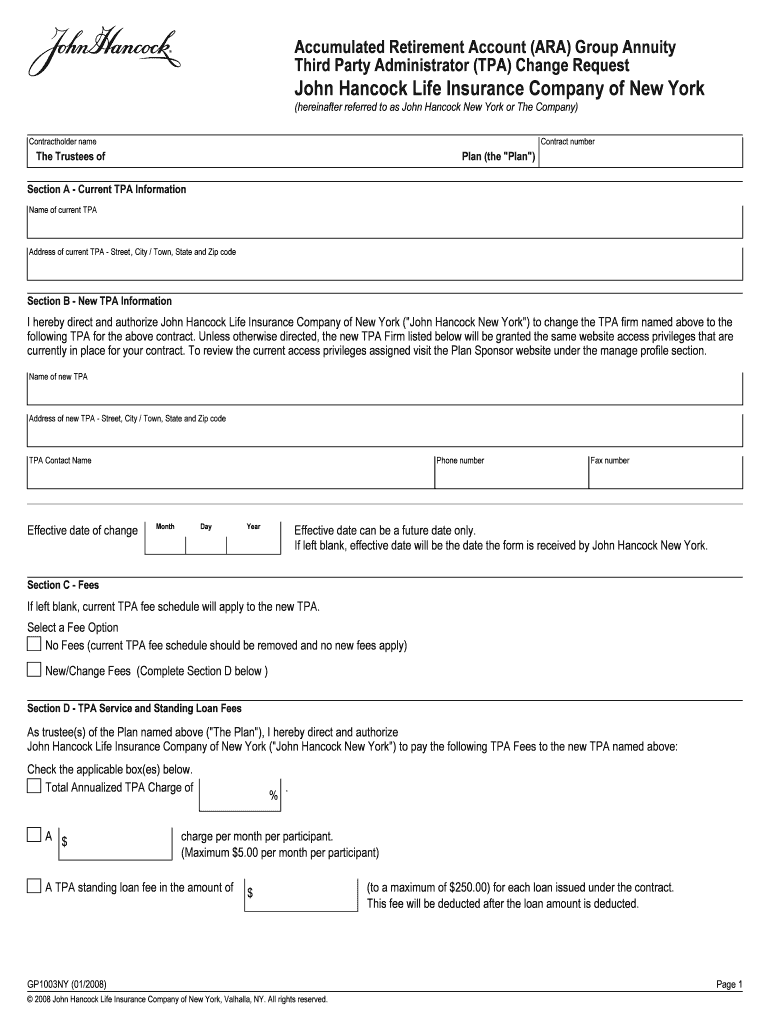 Fillable Online Third Party Administrator (TPA) Change Request Fax Email Print - pdfFiller