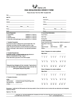 Fillable Online Sequencing Order Form - Gene Link, Inc. Fax Email Print ...