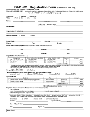 Fillable Online ieice ISAP i-02 Registration Form (Facsimile or Post ...