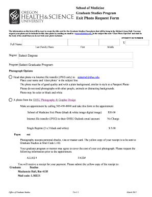 Fillable Online ohsu Exit Photo Request Form Fax Email Print - pdfFiller