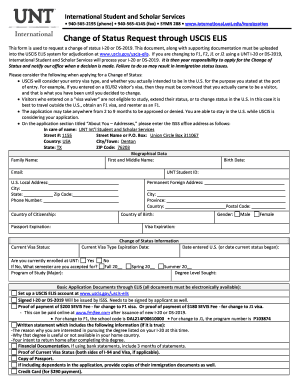Fillable Online international unt Change of Status Request through ...