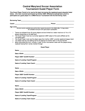 Fillable Online Guest Player Form - CMSA Fax Email Print - pdfFiller