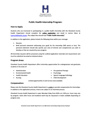Fillable Online Public Health Internship Program Fax Email Print ...