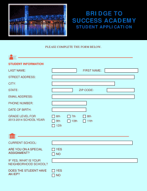 Fillable Online duvalschools Bridge to success academy student application Fax Email Print ...