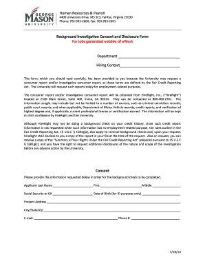 Fillable Online hr gmu Generic Disclosure Form - Human Resources and ...