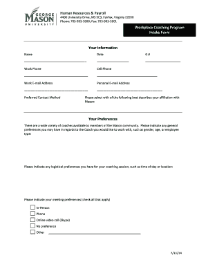 Fillable Online hr gmu Intake Form - Human Resources and Payroll - hr ...