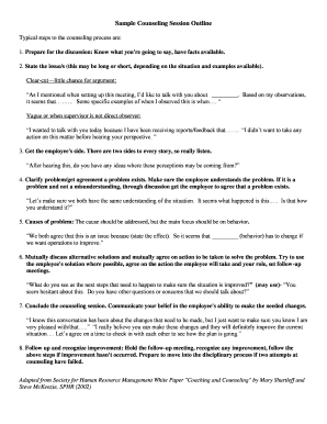 Fillable Online hr gmu Sample Counseling Session Outline Fax Email ...