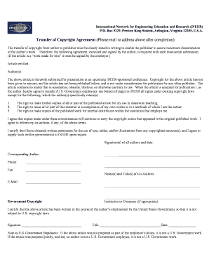Fillable Online ineer Transfer of Copyright Form - International ...